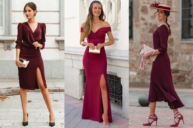 Cómo Combinar un Vestido Burdeos para una Boda ️